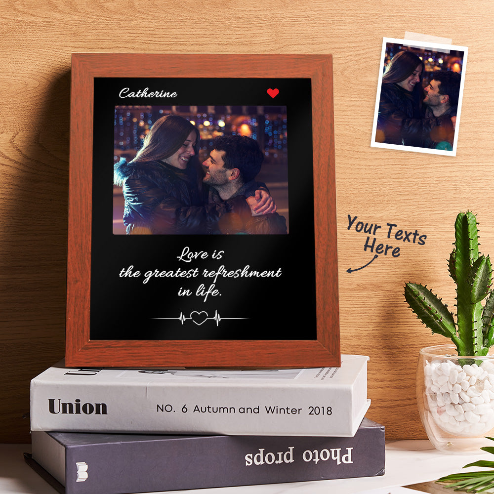 Custom Photo Engraved Frame Brown Border Couple Gifts - MadeMine Custom ...