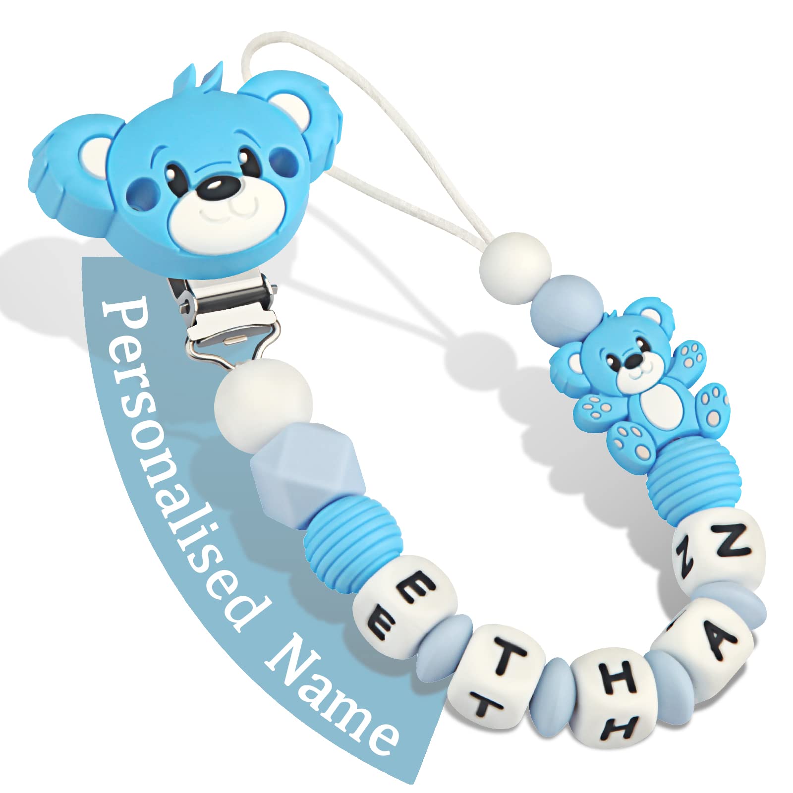 Custom Dummy Chain with Name Personalised Teddy Bear Pacifier Clip for ...