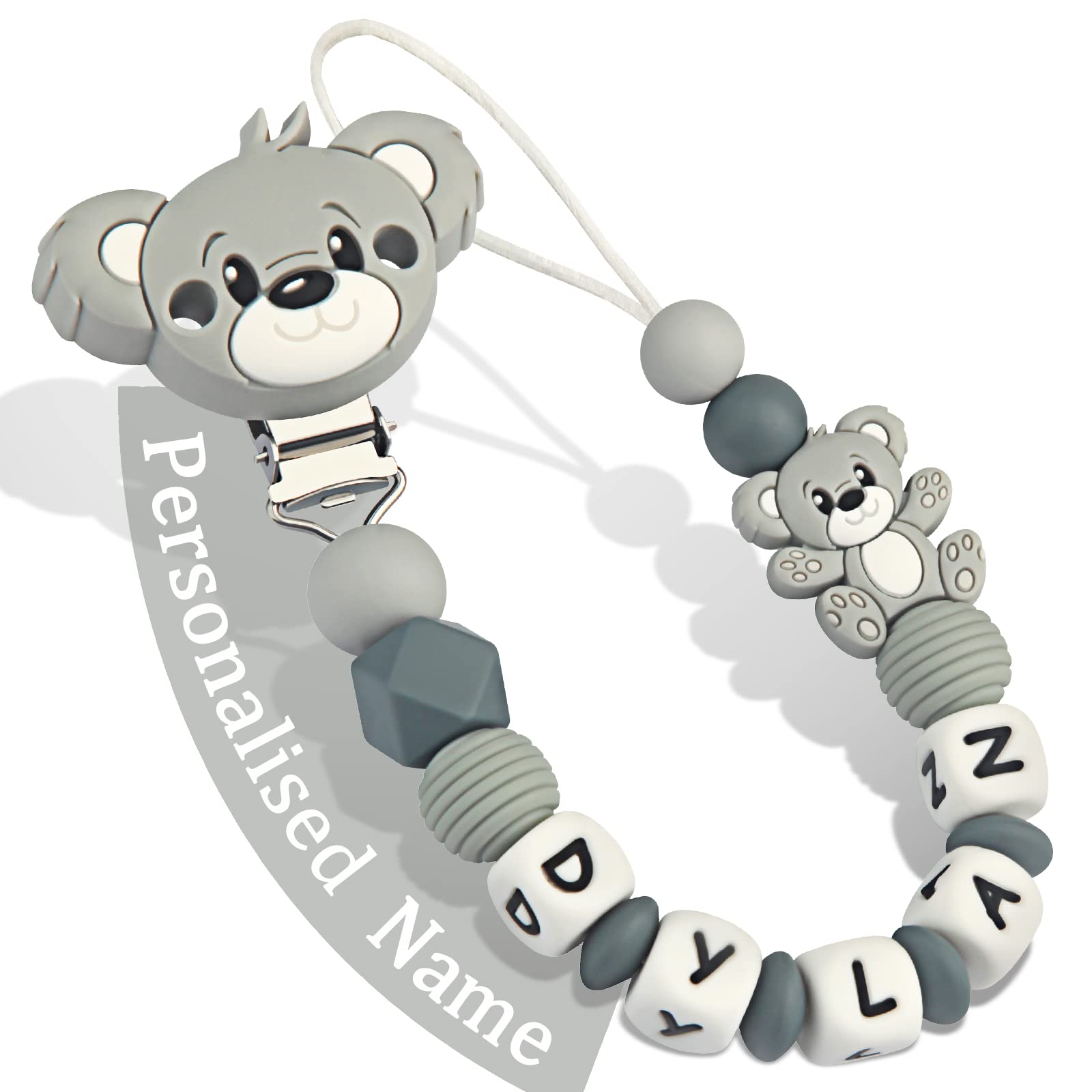 Custom Dummy Chain with Name Personalised Teddy Bear Pacifier Clip for ...