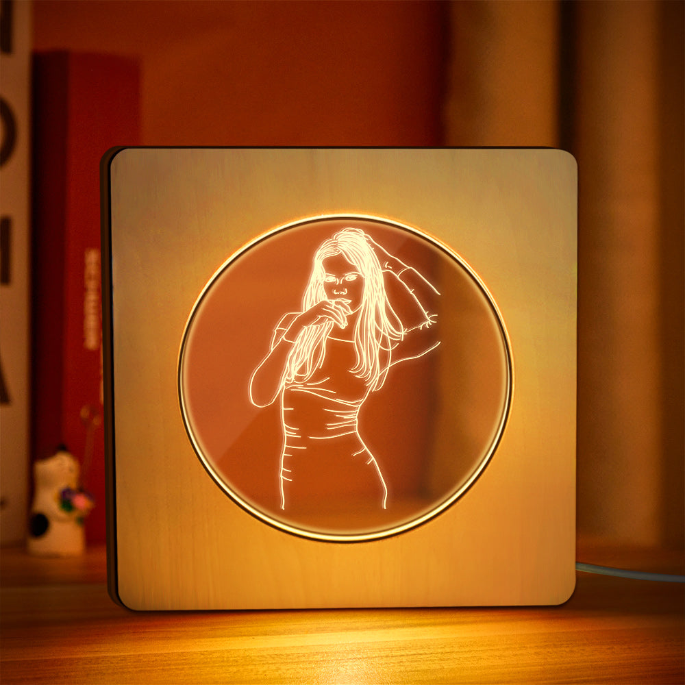 Personalized Engraving Photo Wooden Frame Night Light - MadeMine Custom ...